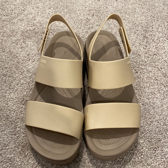 CROCS | Shoes | Crocs Brooklyn Wedge Sandal 7 In Color Gold | Poshmark